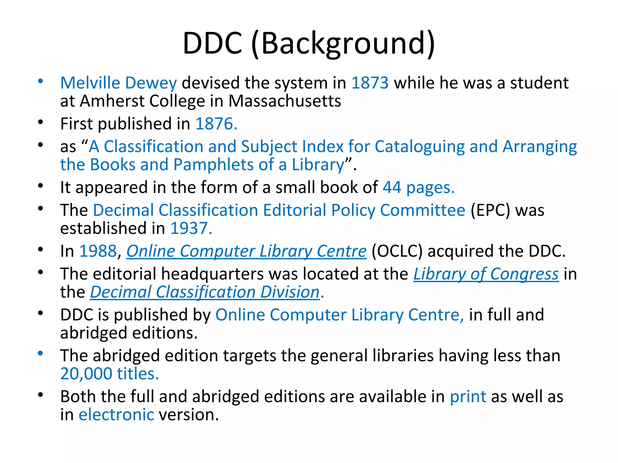Dewey decimal classification | PPT