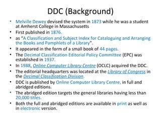 Dewey decimal classification | PPT