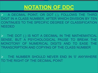 An Introduction to Dewey's Decimal Classification (DDC) | PPTX