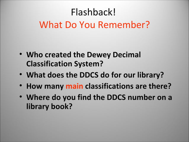 Dewey Decimal Classification System | PPT