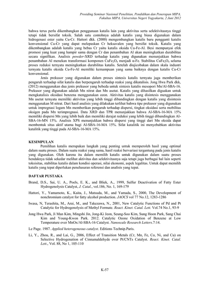 Jurnal Ilmiah : Pemilihan Katalis yang Ideal | PDF