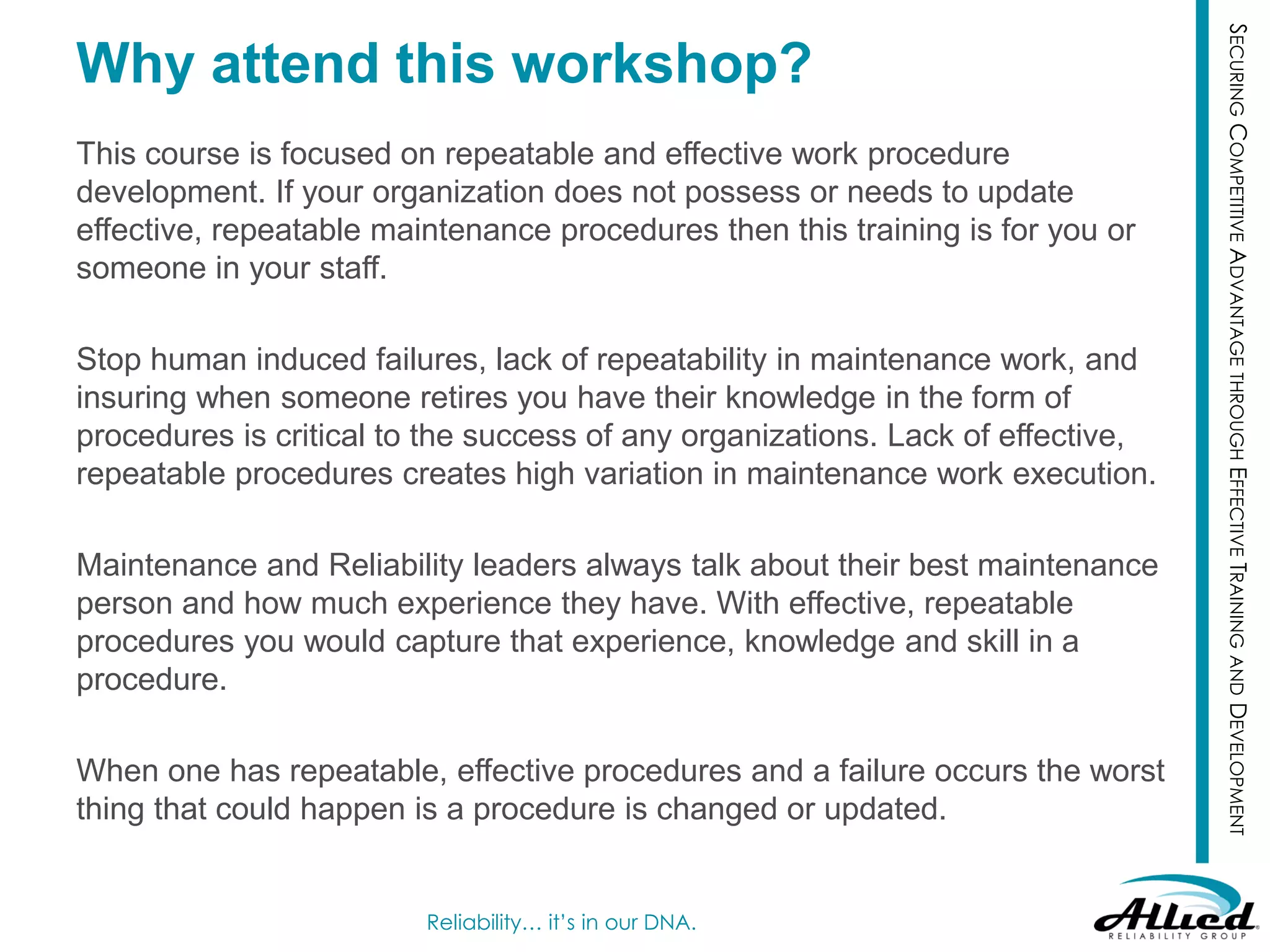Developing Effective Work Procedures Training - 3 days | PDF