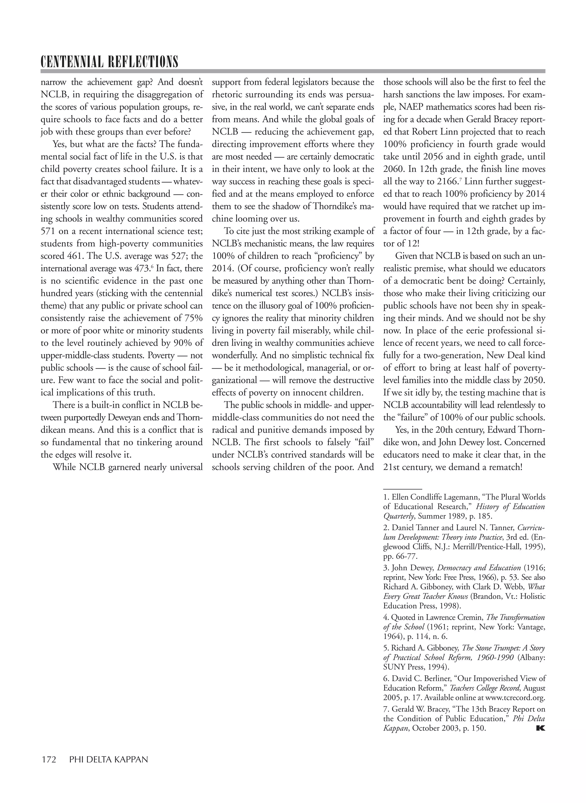 Dewy vs Thorndike CENTENNIAL REFLECTIONS | PDF