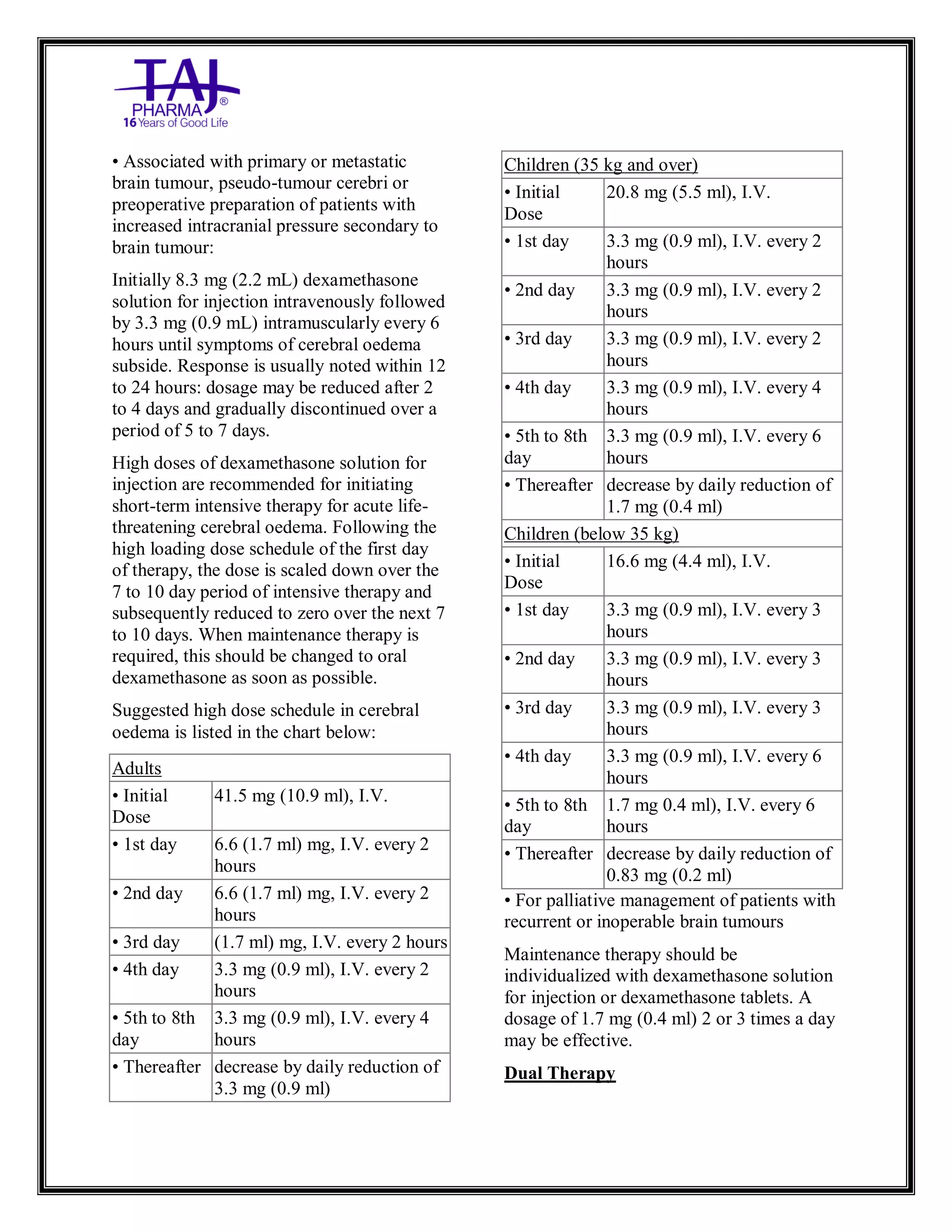 Dexamethasone Sodium Phosphate Injection USP Taj Pharma SmPC | PDF