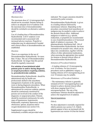 Dexmedetomidine HCl Injection Taj Pharma SmPC | PDF