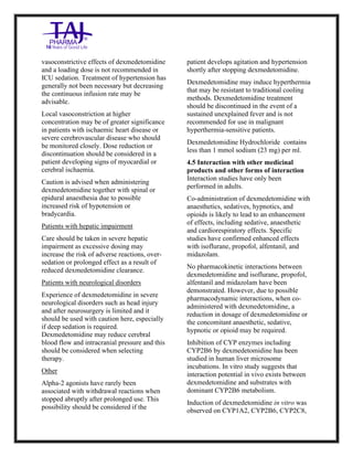 Dexmedetomidine HCl Injection Taj Pharma SmPC | PDF