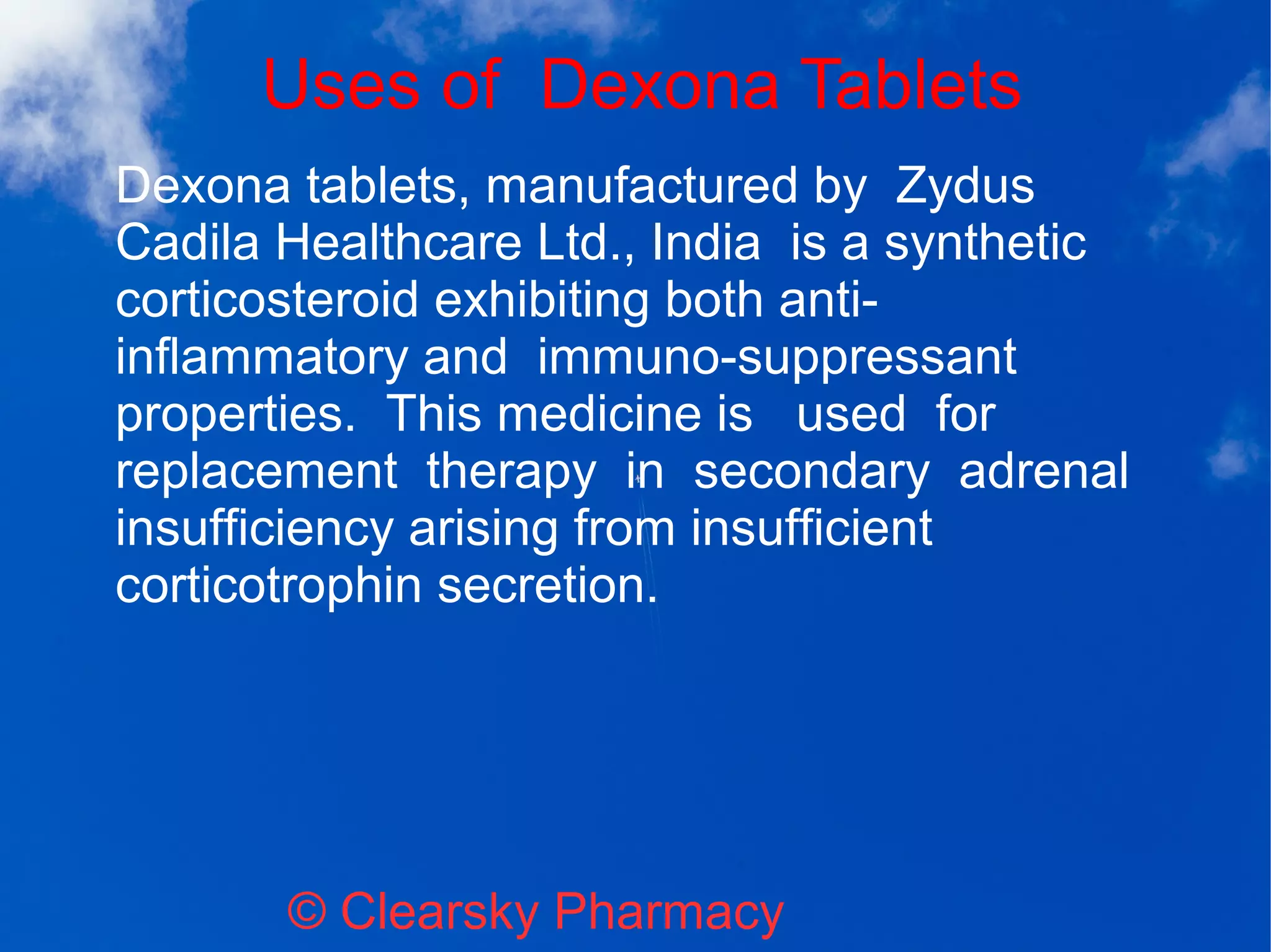 Generic Dexamethasone Tablets (Dexona) | PPT