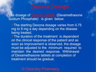 Generic Dexamethasone Tablets (Dexona) | PPT