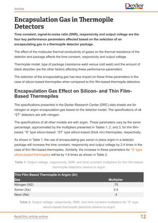 Dexter Research: An Introduction to Thermopile Detectors | PDF