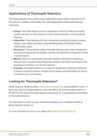 Dexter Research: An Introduction to Thermopile Detectors | PDF