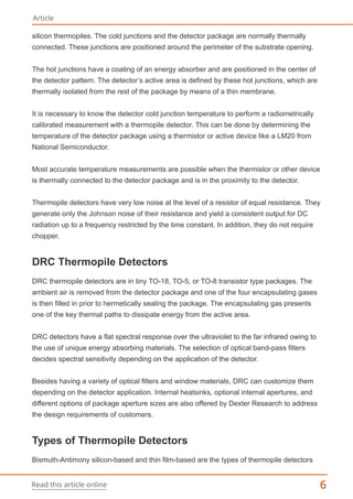 Dexter Research: An Introduction to Thermopile Detectors | PDF