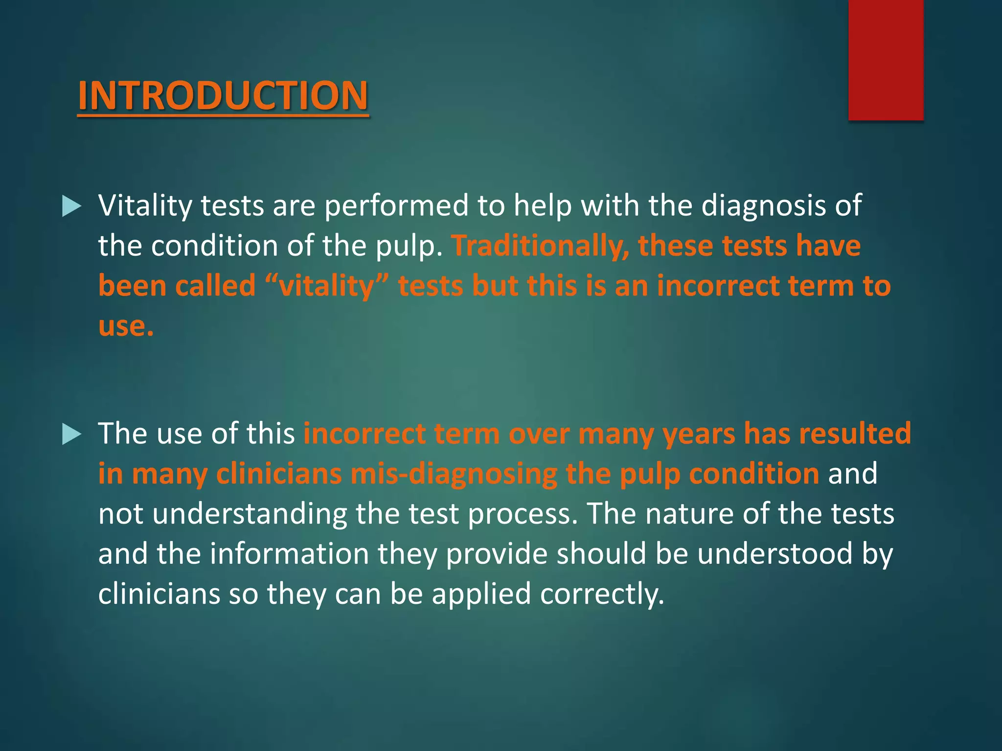 PULP VITALITY TEST.pptx | Dental Health | Diseases and Conditions