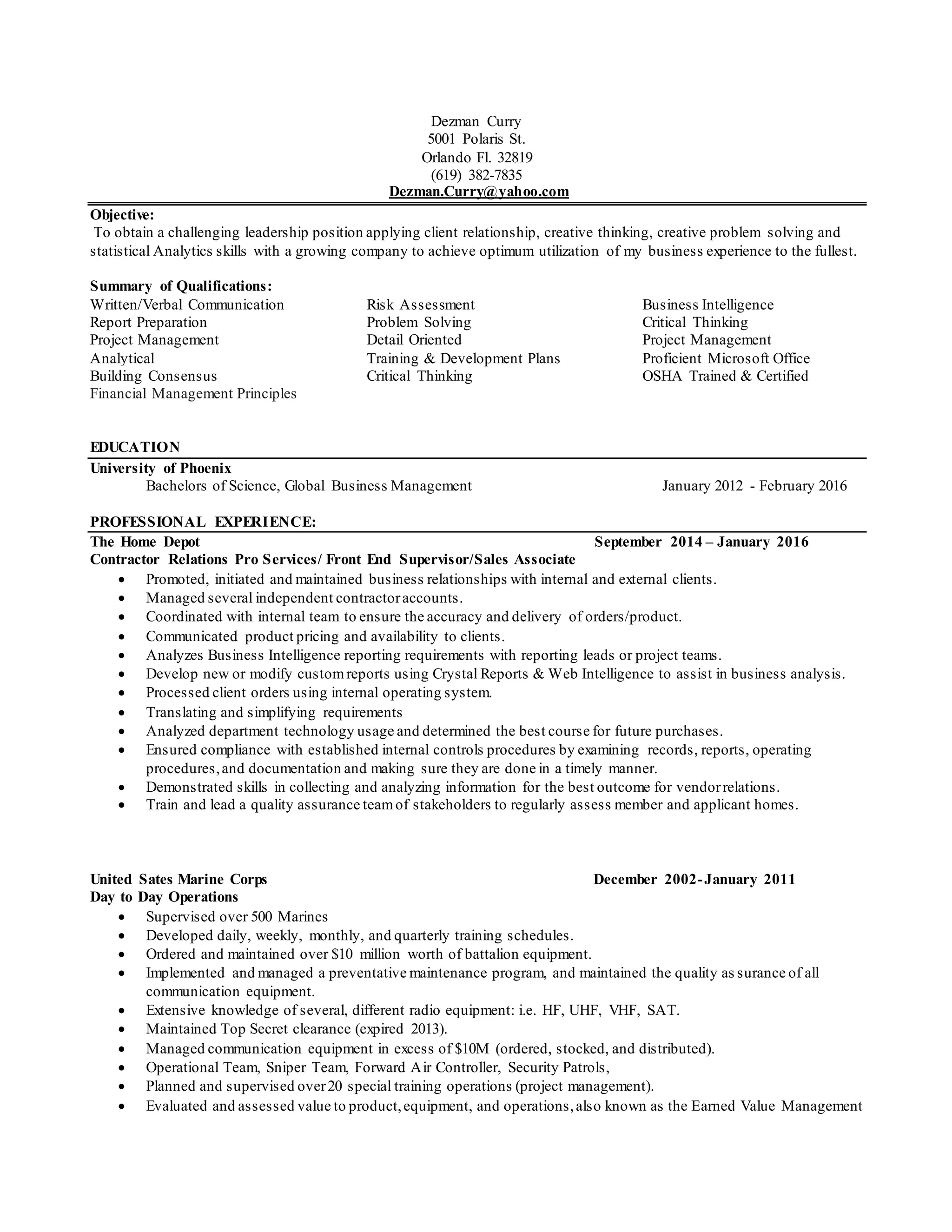 Dezman resume 01 | DOCX | Resume Writing and Advice | Job Search