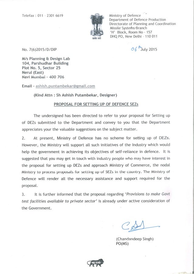 Dez support letter_from_ministry_of_defence