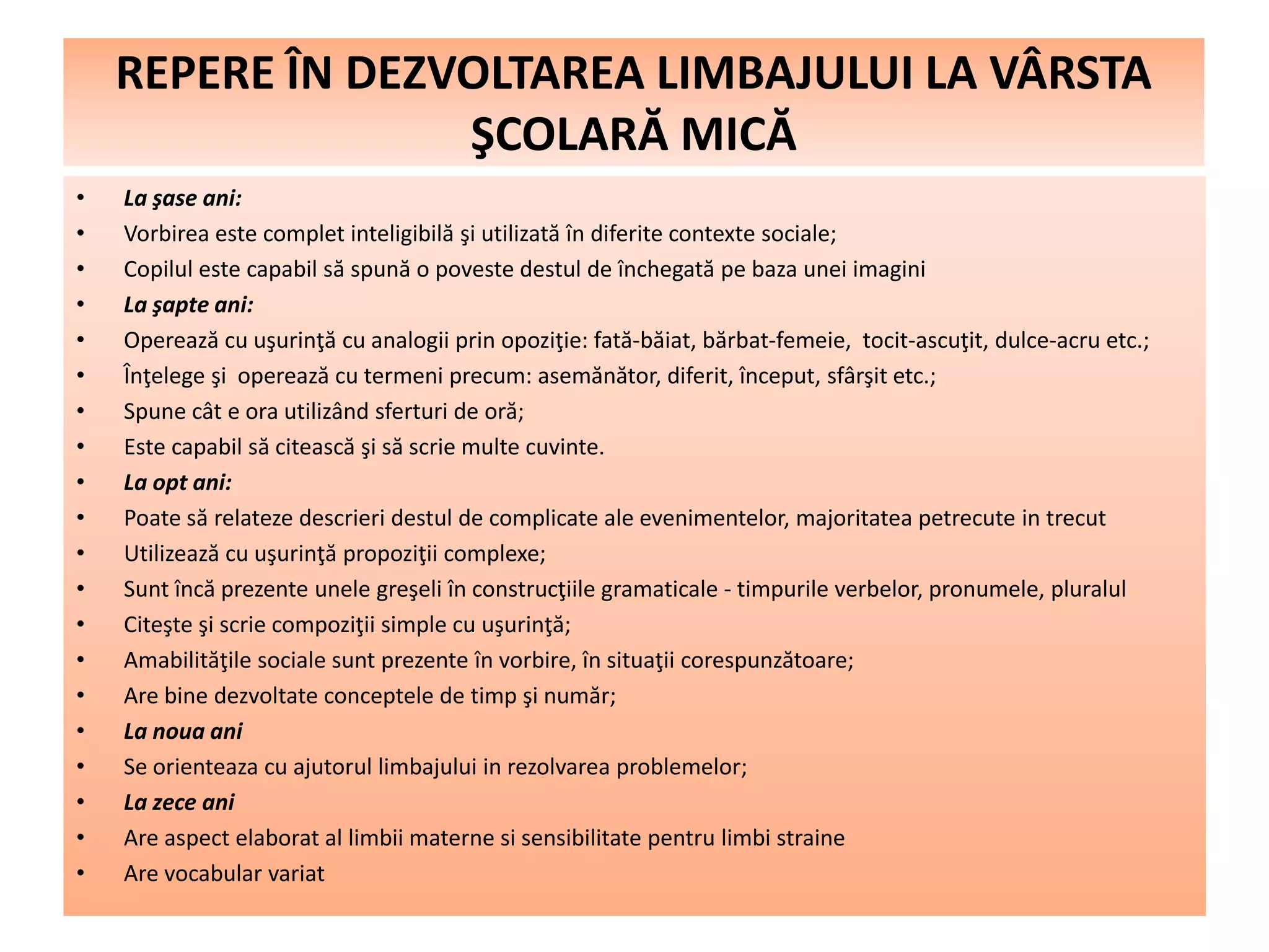Dezvoltarea limbajului | PPT
