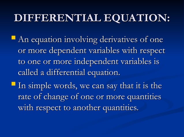 Application of Differential Equations .ppt | Physics | Science