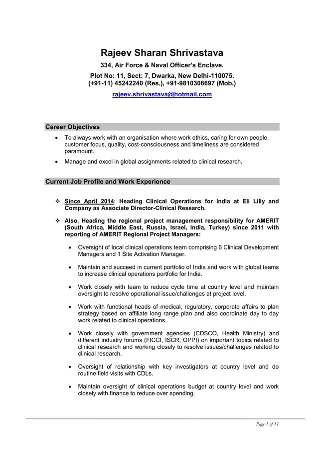 CV Rajeev Shrivastava_22 March 2015 | PDF