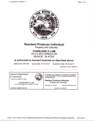 Indiana Producers License | PDF | Business | Business and Finance