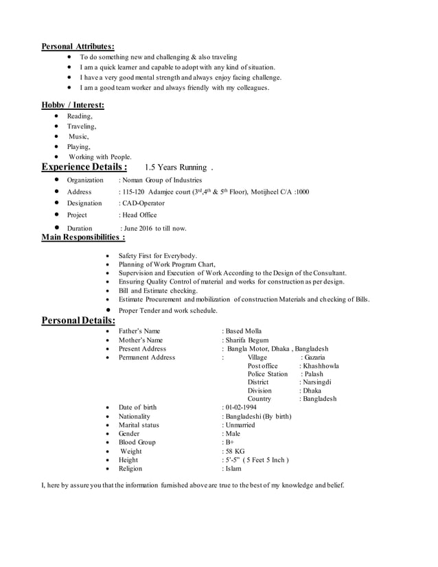 CV of UZZAL | PDF