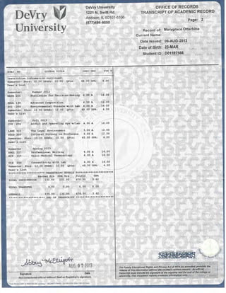 DeVry Transcript small file | PDF