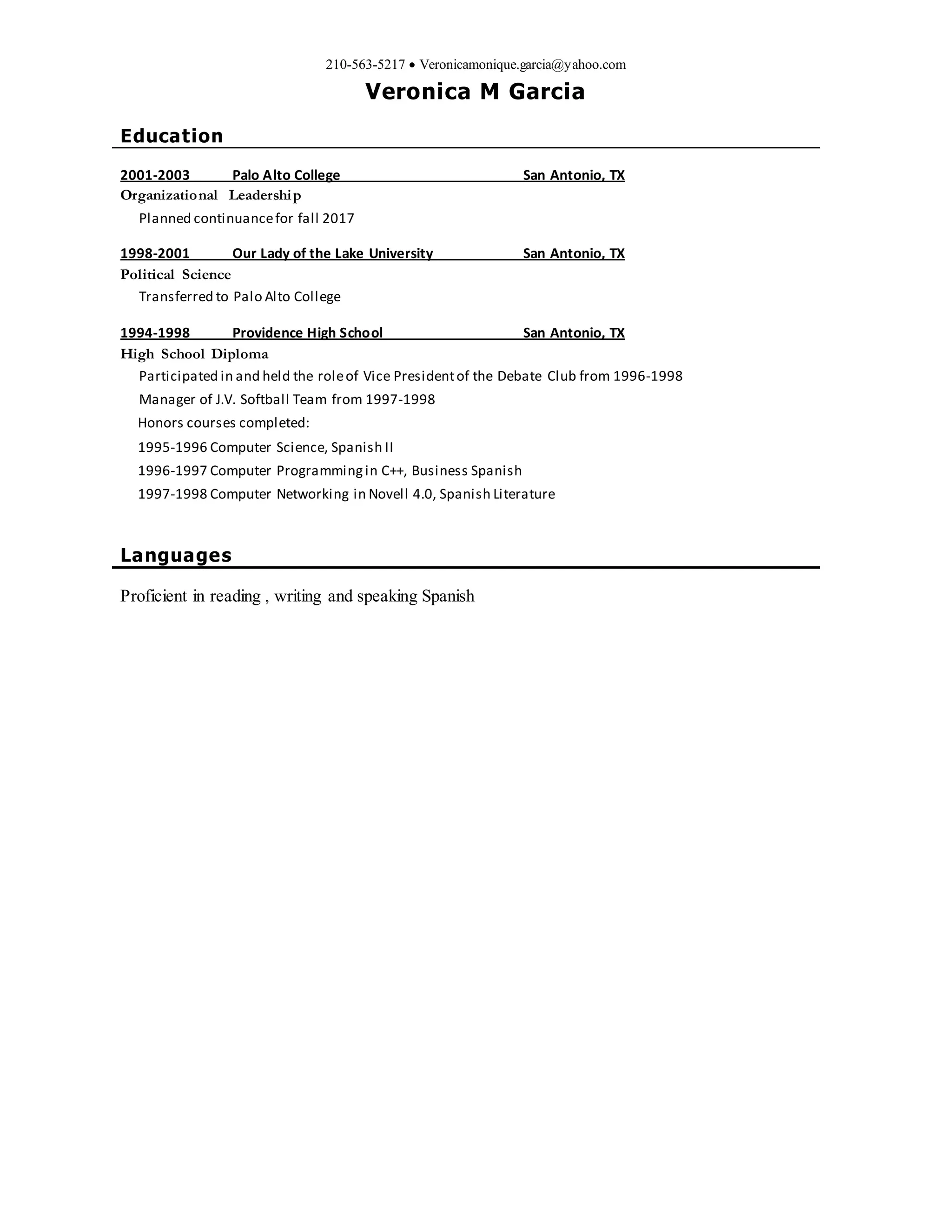 Veronica's resume 2016 | DOCX