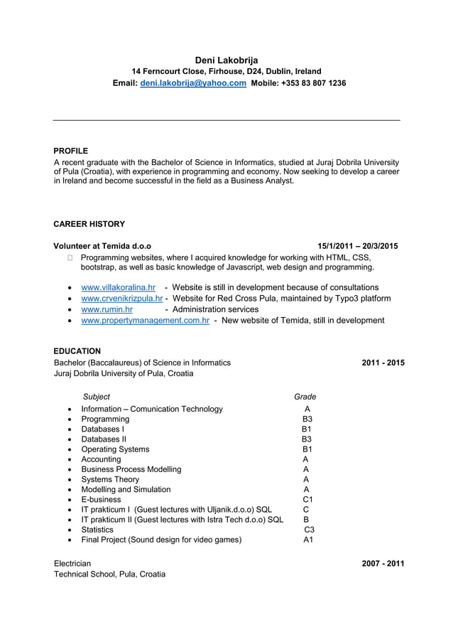 Deni_Lakobrija_CV | PDF