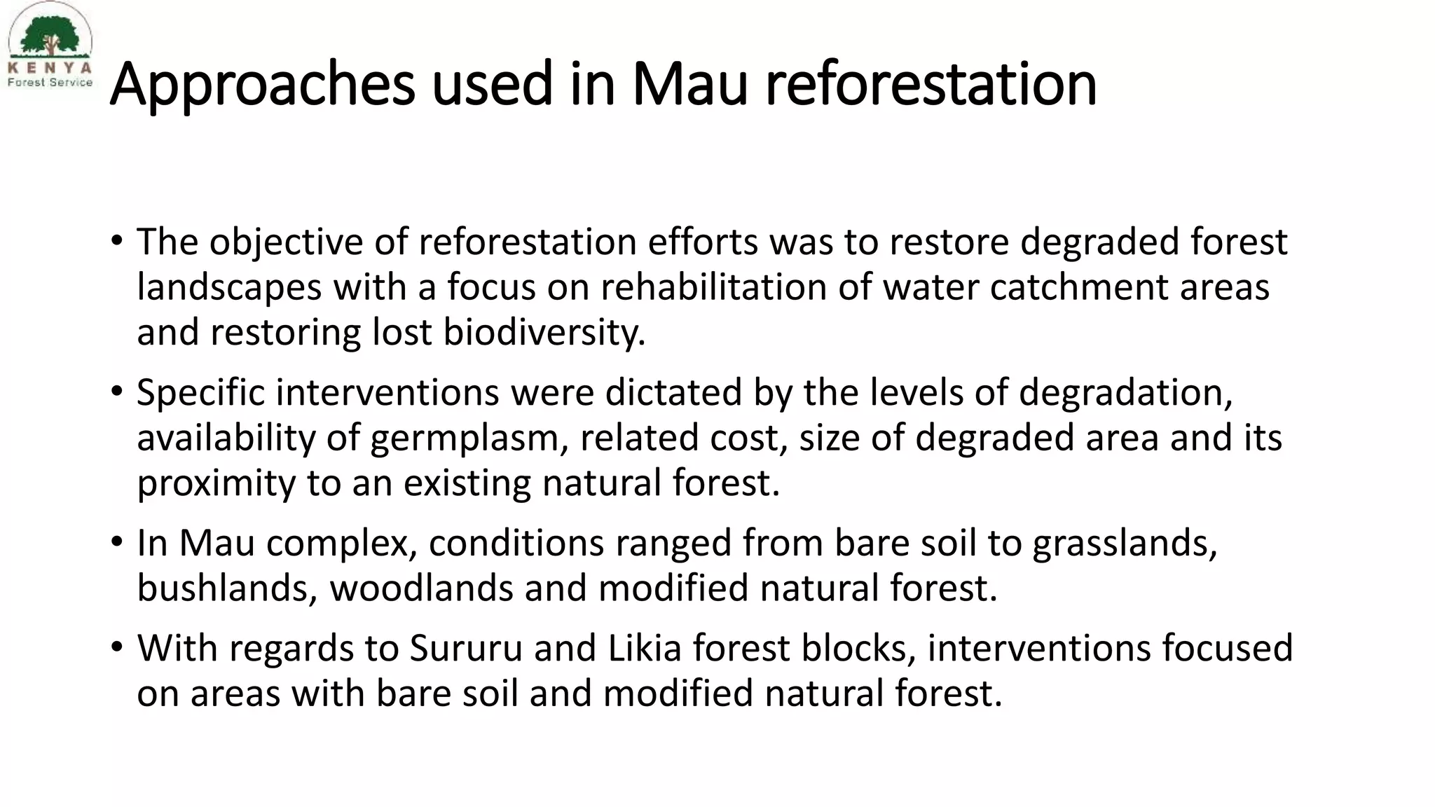 Reforestation Efforts in Kenya: A case of Surubu/Likia forest block ...