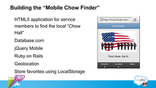 Creating HTML5 Applications with jQuery Mobile, Ruby and Database.com