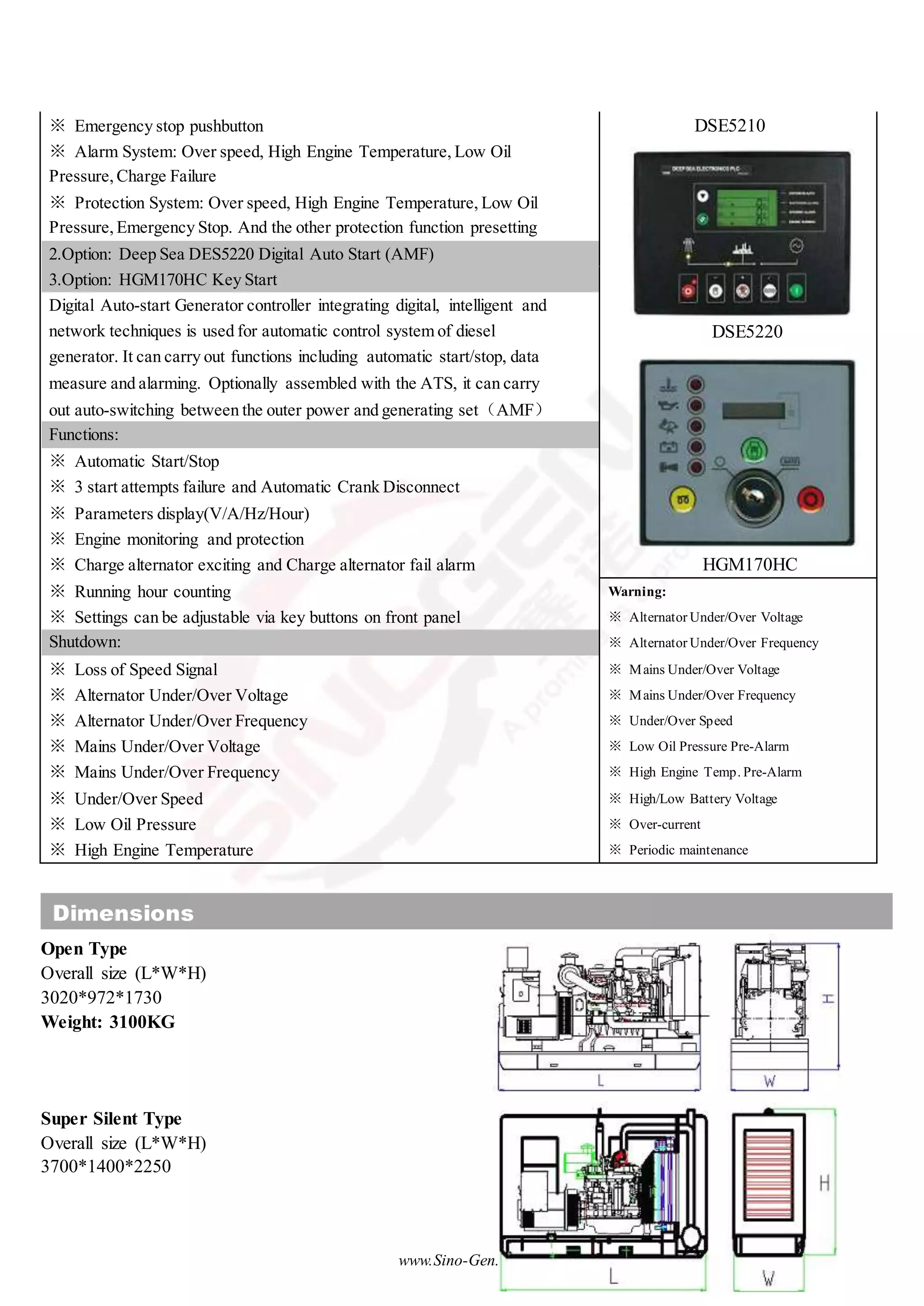 Data Sheet-Cummins 250KW Diesel Genset(NTA855-G2) | DOCX