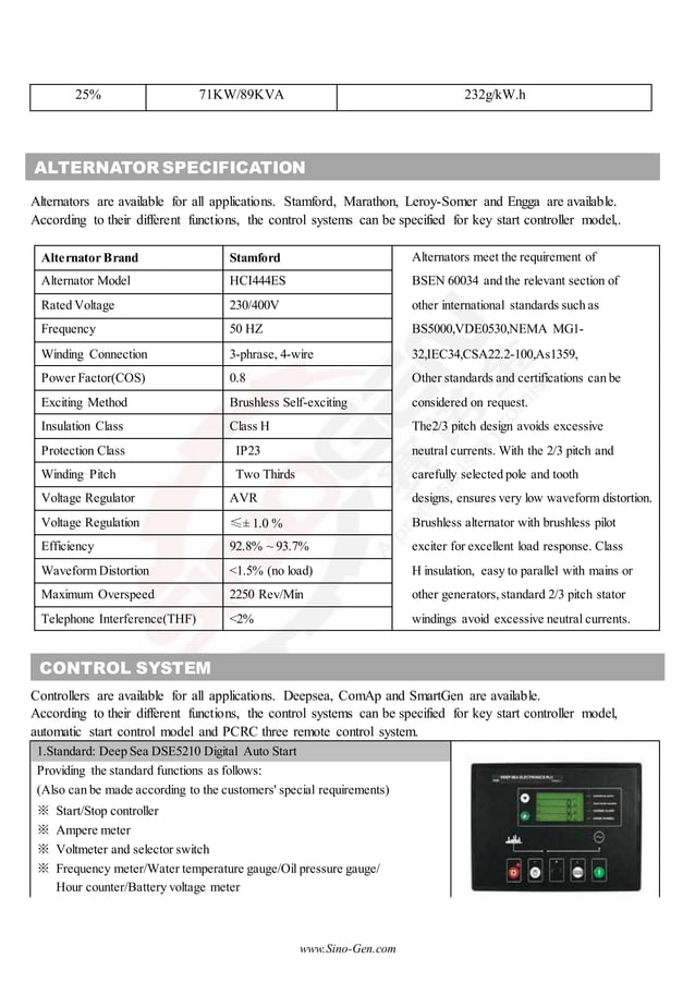 Data Sheet-Cummins 250KW Diesel Genset(NTA855-G2) | DOCX