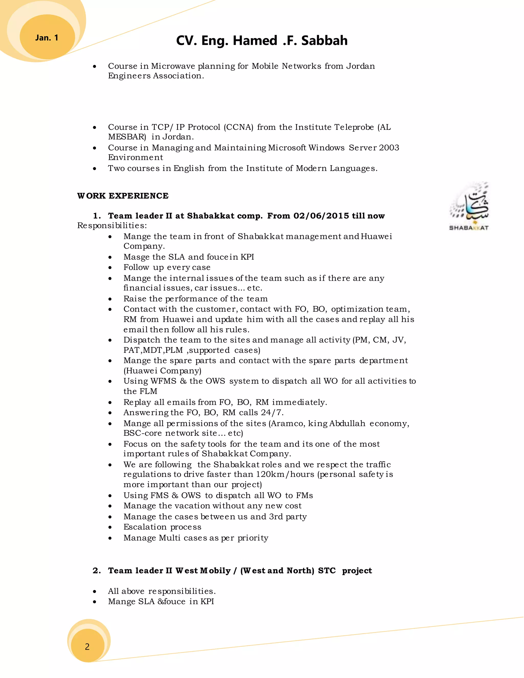 CV Hamed Sabbah | PDF