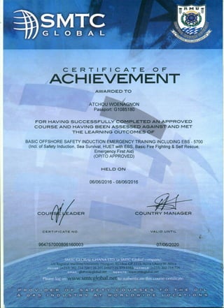 BOSIET OPITO Cert | PDF