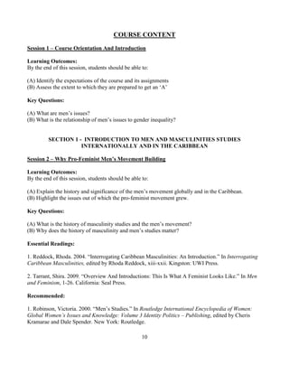 COURSE OUTLINE - GEND 2013 - MEN AND MASCULINITIES - DR GABRIELLE ...