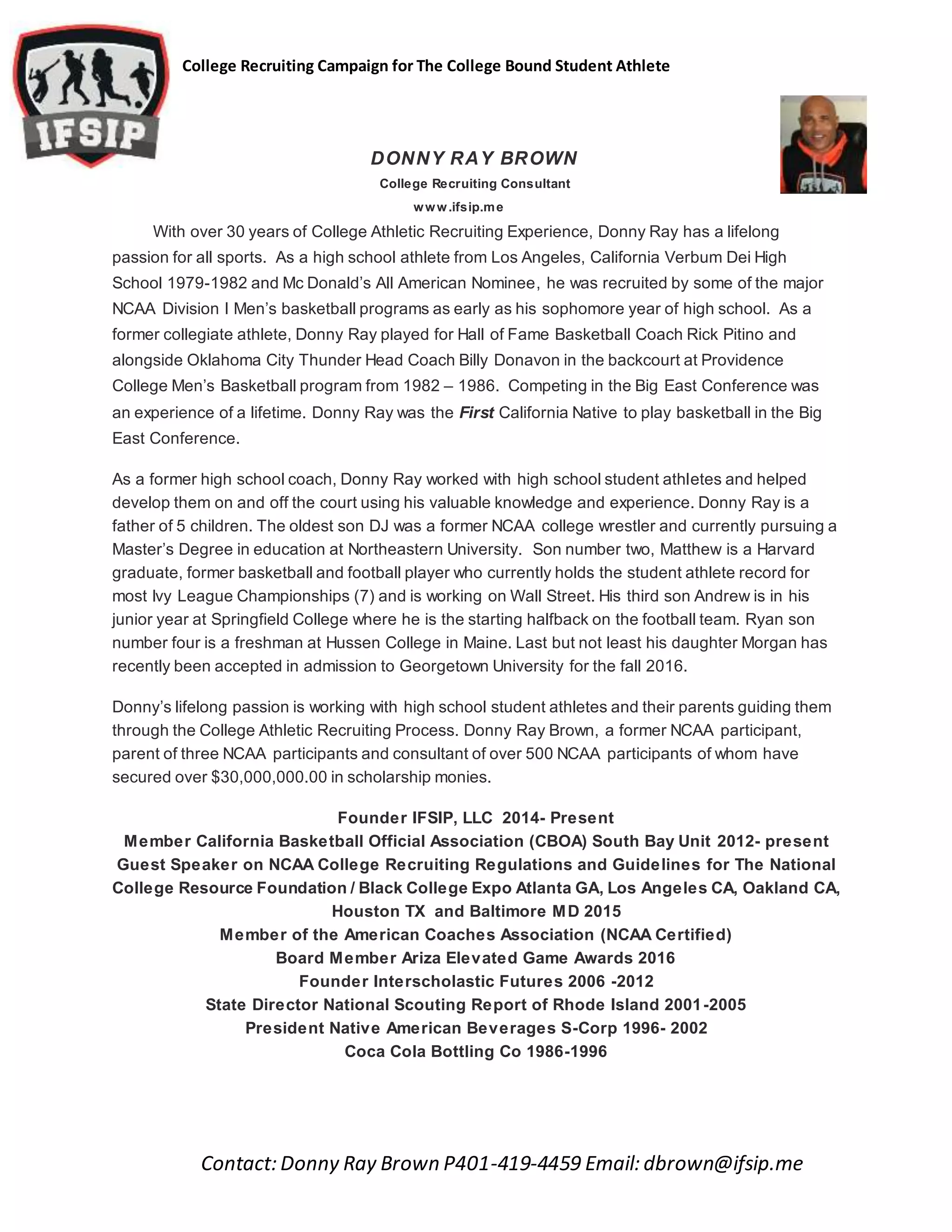 DONNY RAY BROWN Bio | DOCX