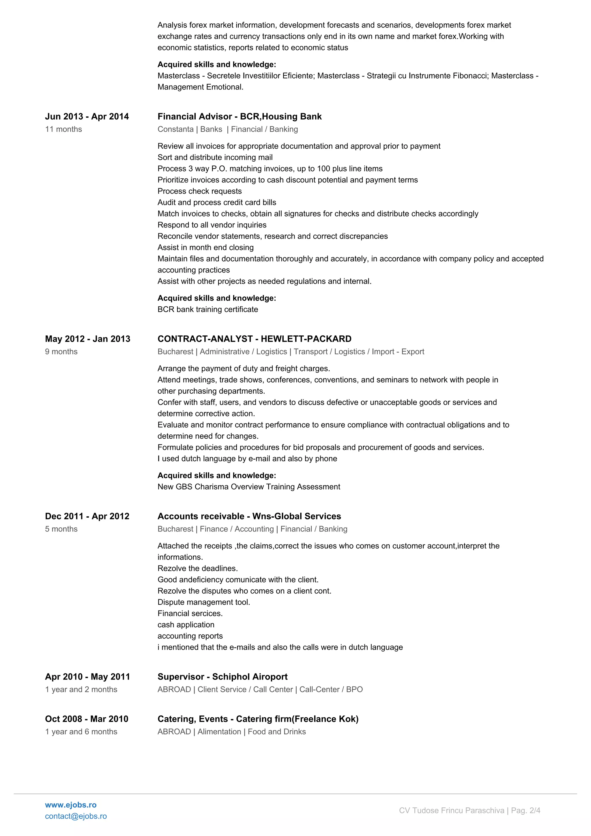 Cvuri eJobs-english | PDF | Business Accounting & Finance | Business
