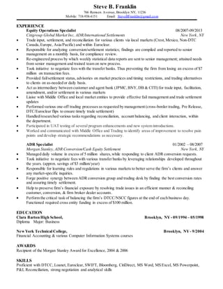 Steve_Franklin_Finance | DOCX | Business Banking & Finance | Business