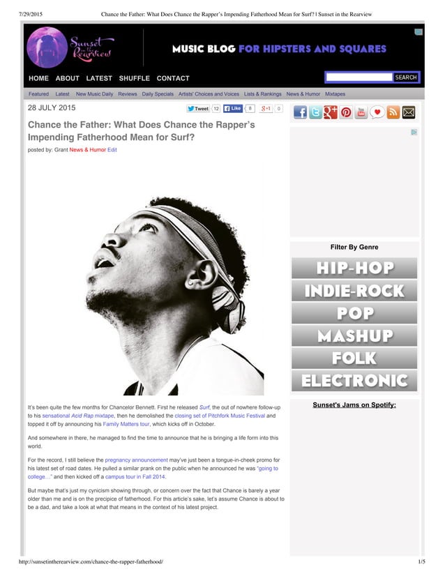 Sunset - Chance the Rapper Father | PDF