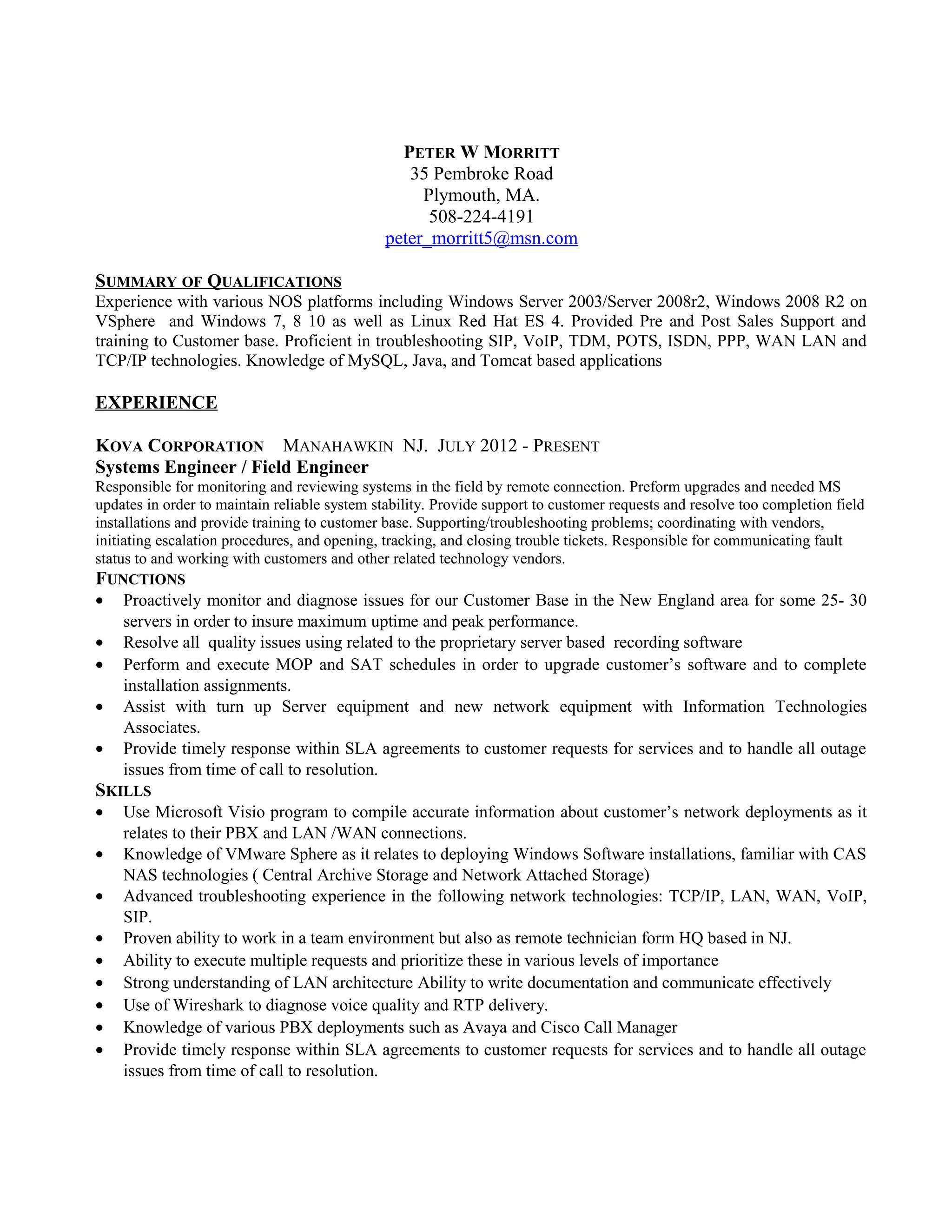 Resume Peter Morritt | DOC