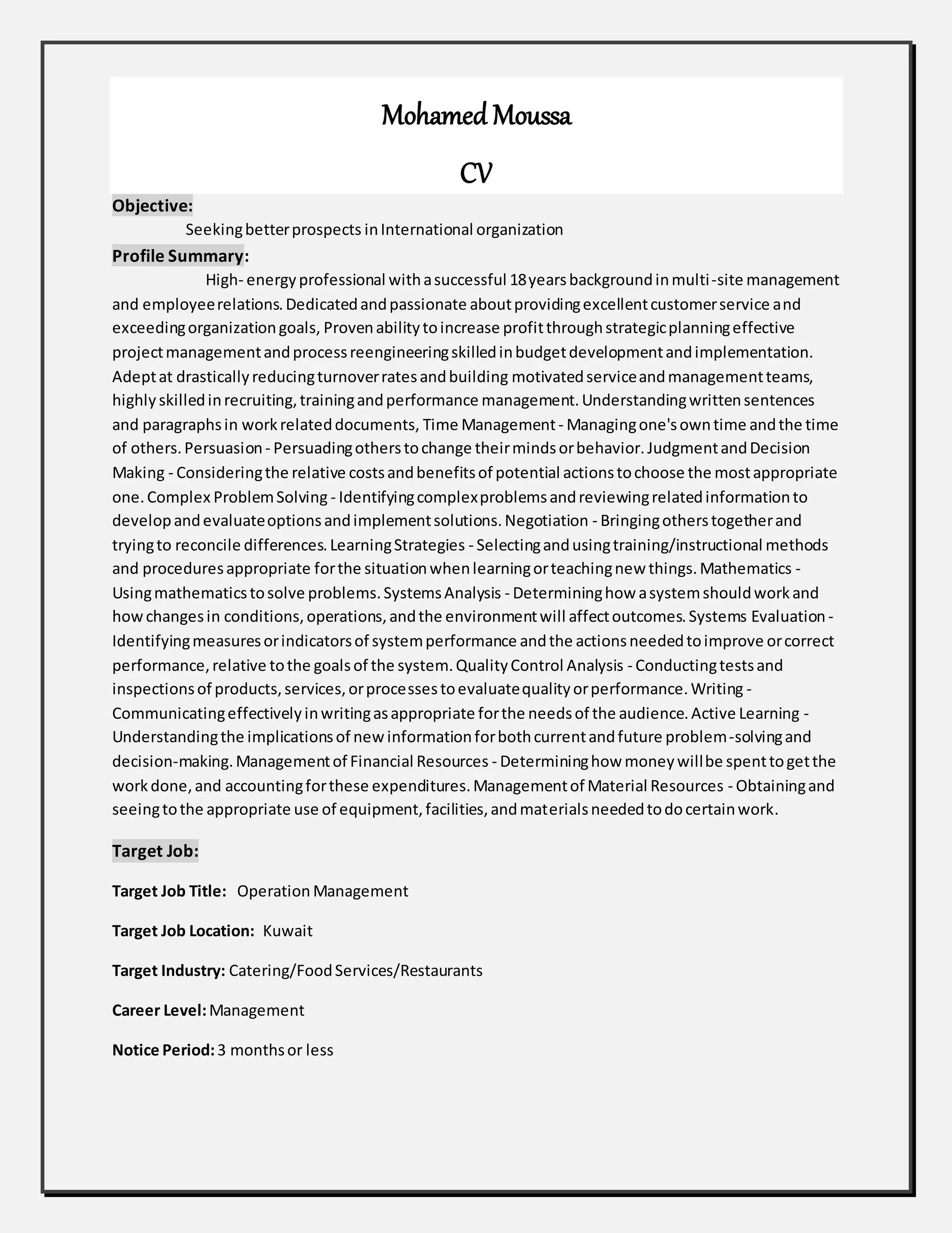 Mohamed Mousa CV | DOCX