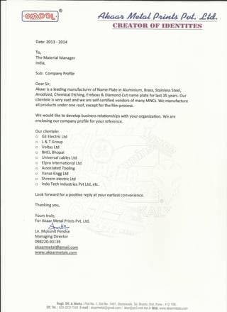 Company Int Letter | PDF