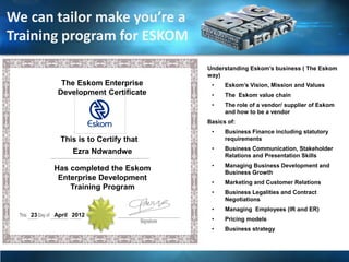 Partnership pitch presentation to ESKOM ppt | PPT