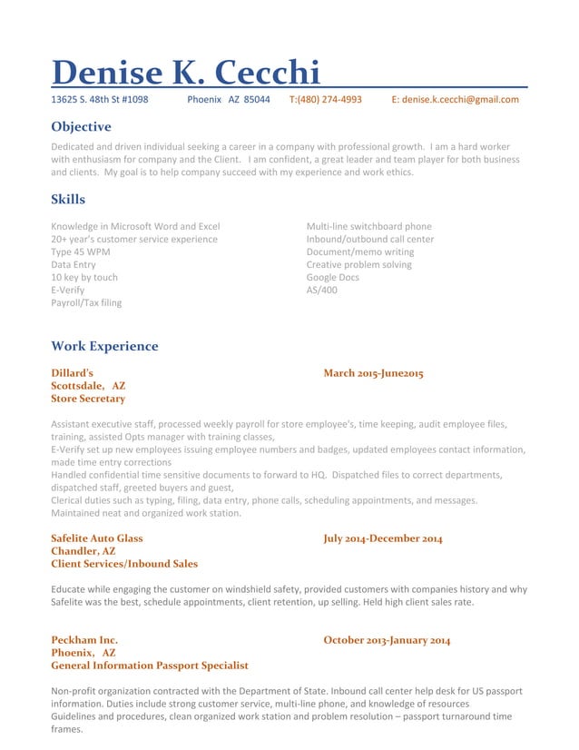 Denise's Aug Resume 2015 | PDF