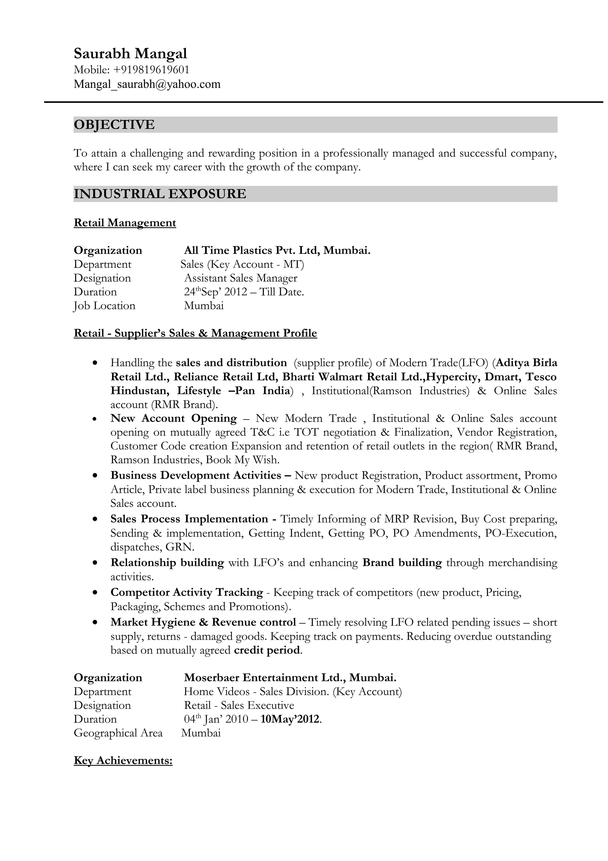 Saurabh Mangal - Resume | DOC