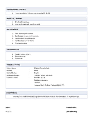 narasimha CBIT Resume | DOCX