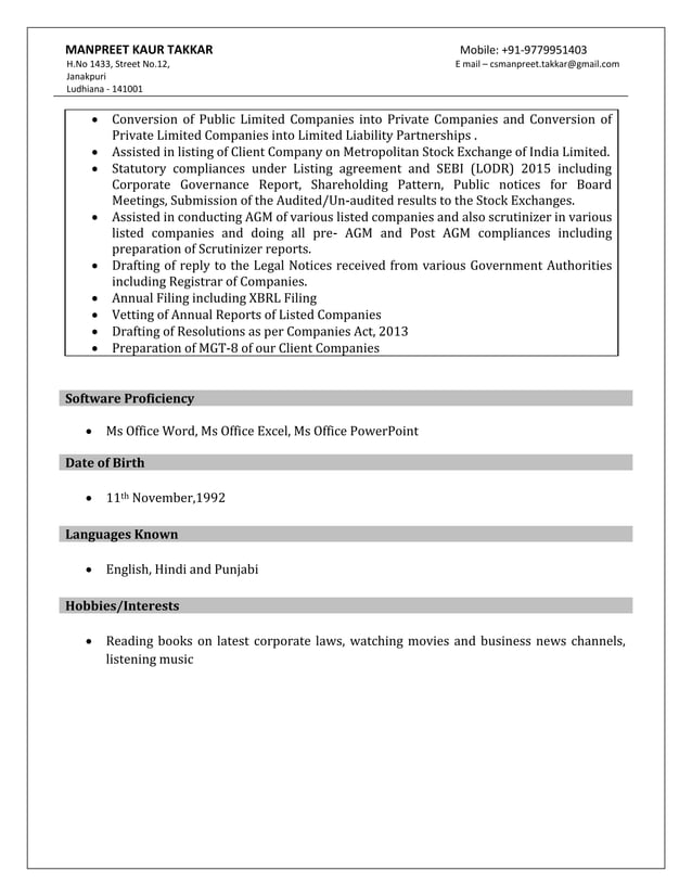 CV_Manpreet Kaur | PDF