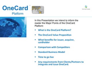 ONECARD FAQ | PPT