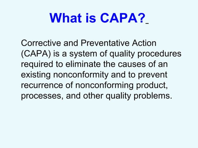 CAPA, Root Cause Analysis and Risk Management | PPT