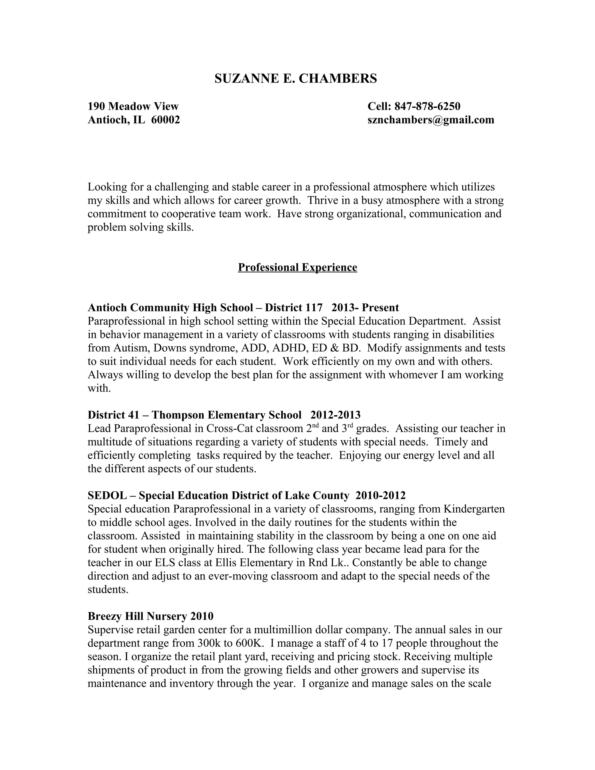 SUZANNE E resume1 | DOC