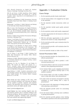 Developing A Closer Understanding of Academic Presentations - Folio | PDF