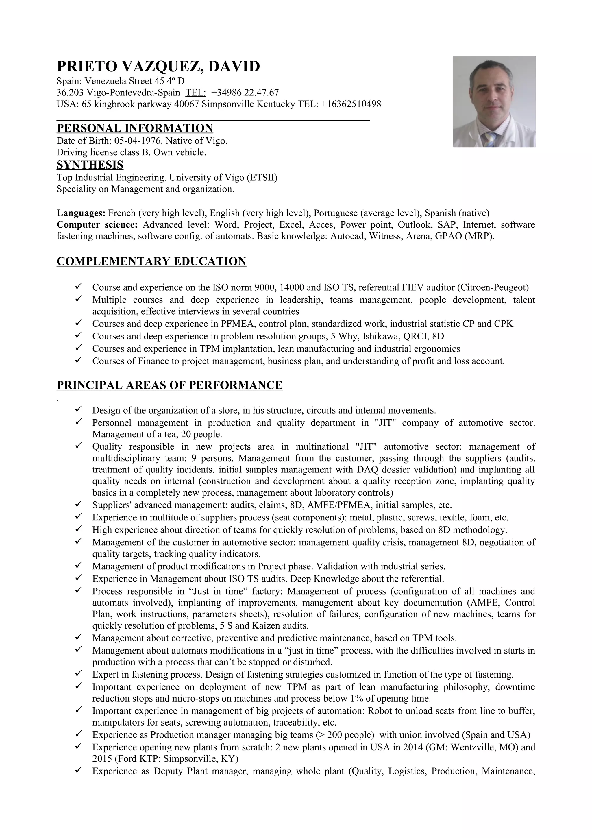 Cv David Prieto English 11-21-16 | PDF